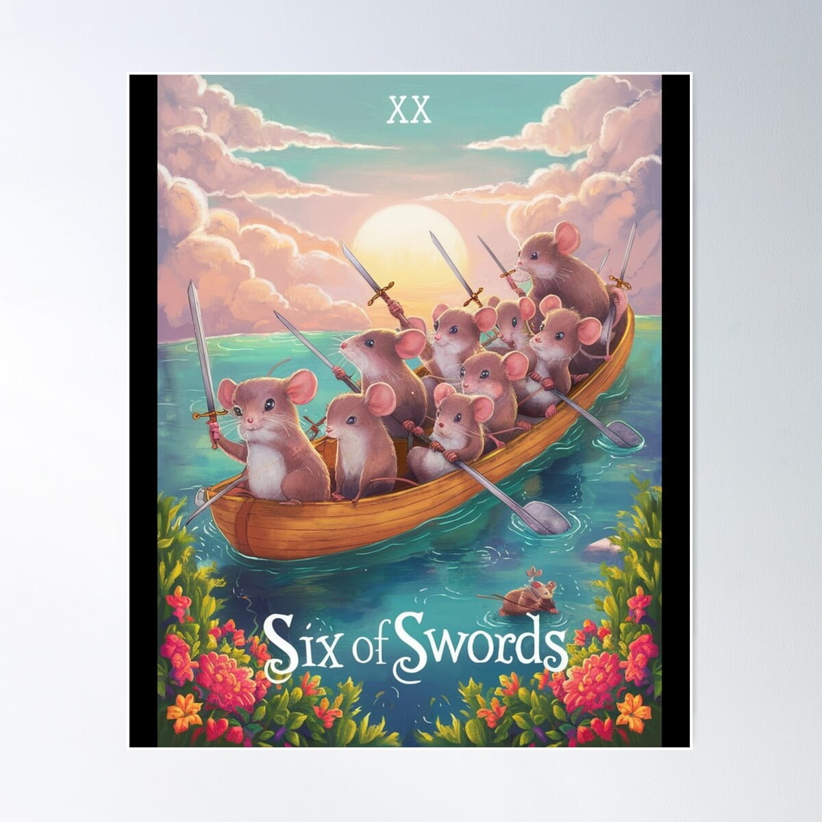 Tarot Card - Six Of Swords. Mouse Theme, Mouse Lover, Cute Mouse Poster ...