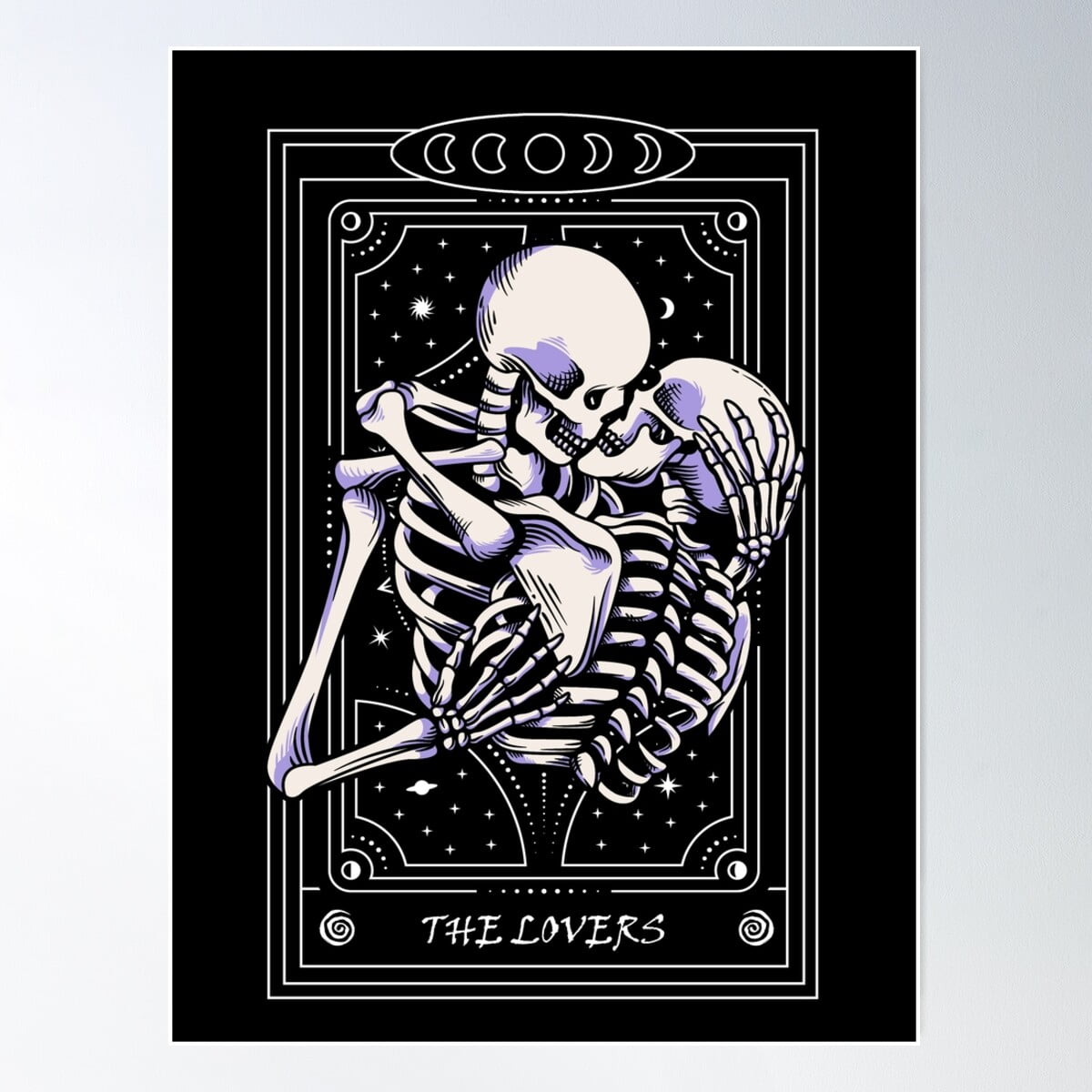 Tarot Card Skeletons Couple The Lovers Poster Wall Art, Modern Wall ...
