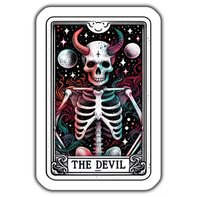 Tarot Card Sticker, Skeleton Devil Illustration, Gothic Art Sticker ...