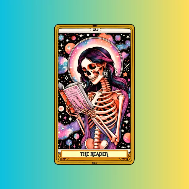Tarot Card Sticker Skeleton The Reader Book Lover Romance Laptop ...
