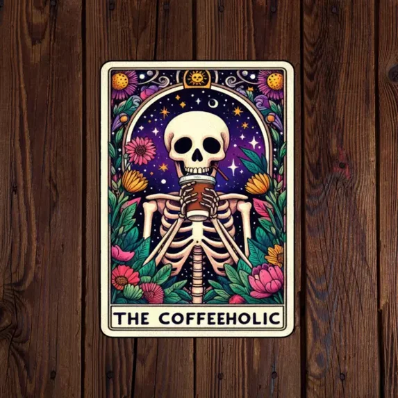 Tarot Card Sticker The Coffeeholic Flower Night Sky Laptop Sticker ...