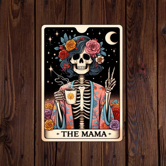 Tarot Card Sticker The Mama Skeleton Coffee Flower Moon Stars Sticker ...