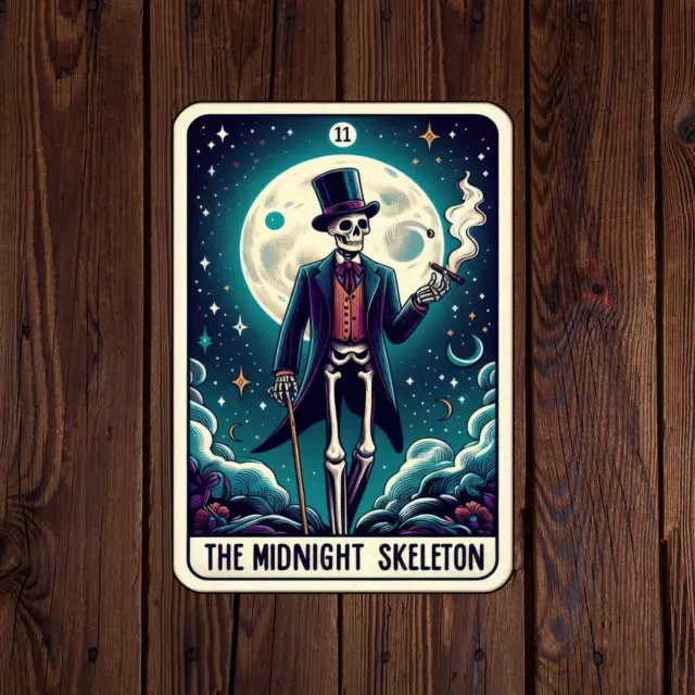 Tarot Card Sticker The Midnight Skeleton Moon Stars Cigar Sticker Phone ...