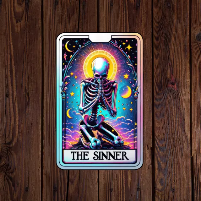 Tarot Card Sticker The Sinner Skeleton Moon Stars Laptop Sticker Phone ...