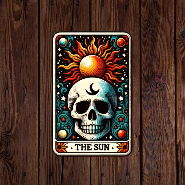 Tarot Card Sticker The Sun Skull Skeleton Astrology Flower Sticker ...