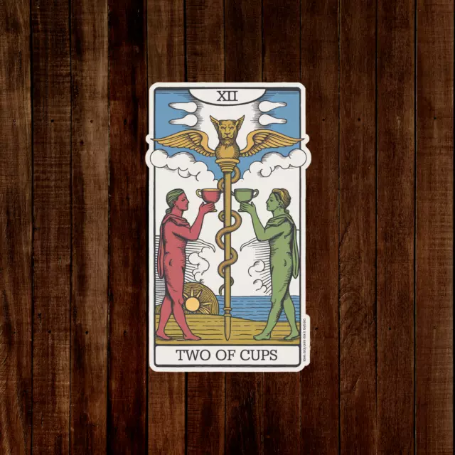 Tarot Card Sticker - Two Of Cups Vintage Retro Style Divination ...