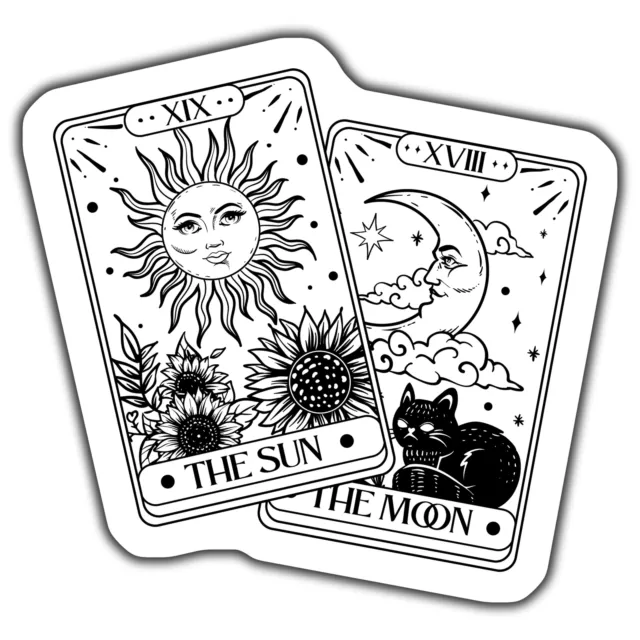Tarot Card Stickers, The Sun And The Moon Stickers, Tarot Art Stickers ...