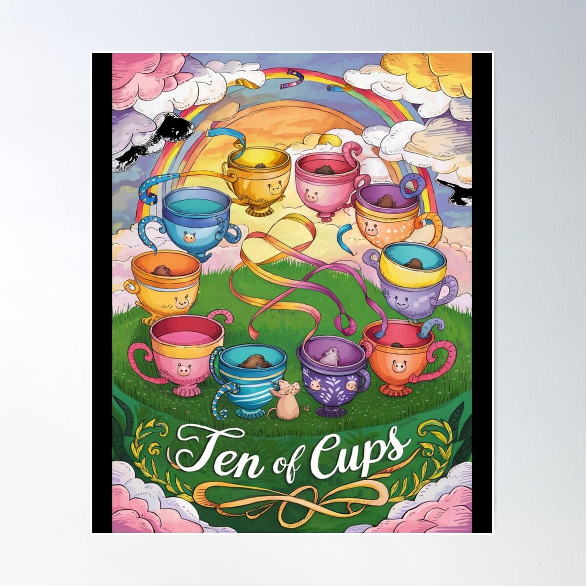 Tarot Card - Ten Of Cups. Mouse Theme, Mouse Lover, Cute Mouse Poster ...