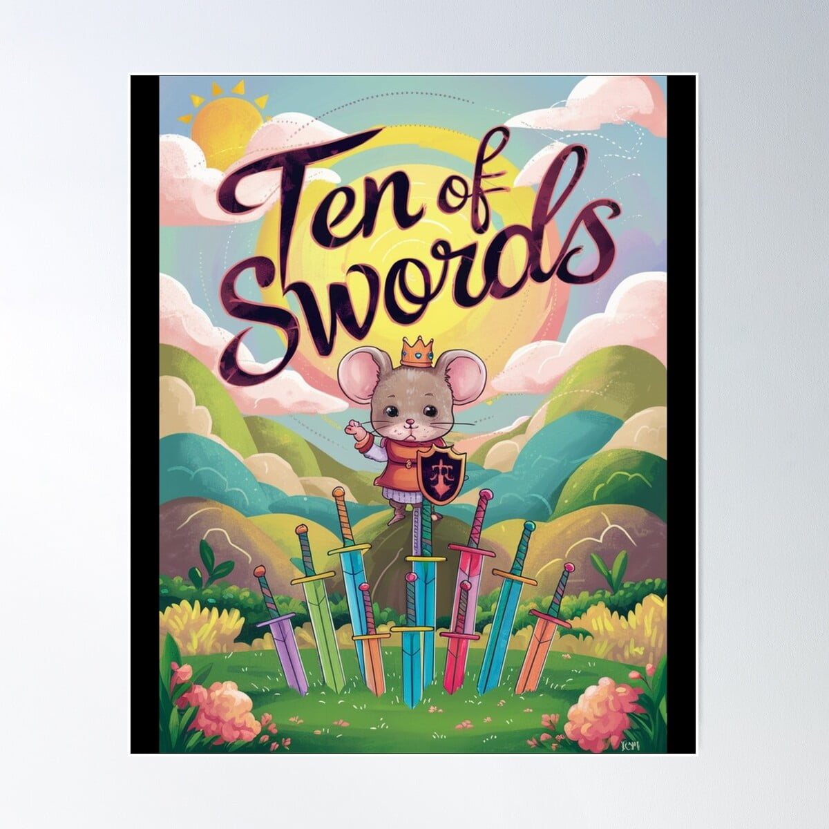 Tarot Card - Ten Of Swords. Mouse Theme, Mouse Lover, Cute Mouse Poster ...