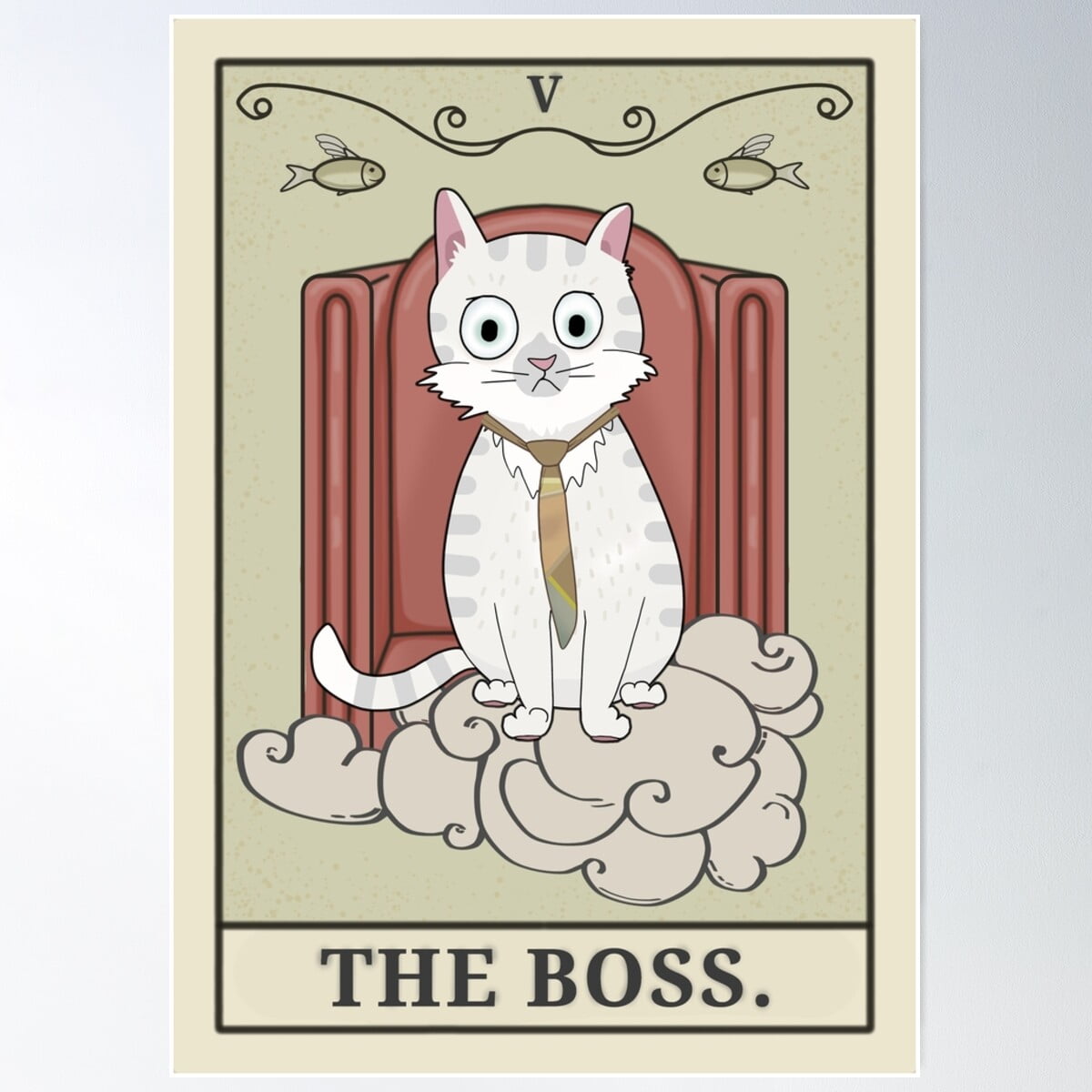 Tarot Card The Boss Major Arcana - Funny Cat Drawing Poster Wall Art ...