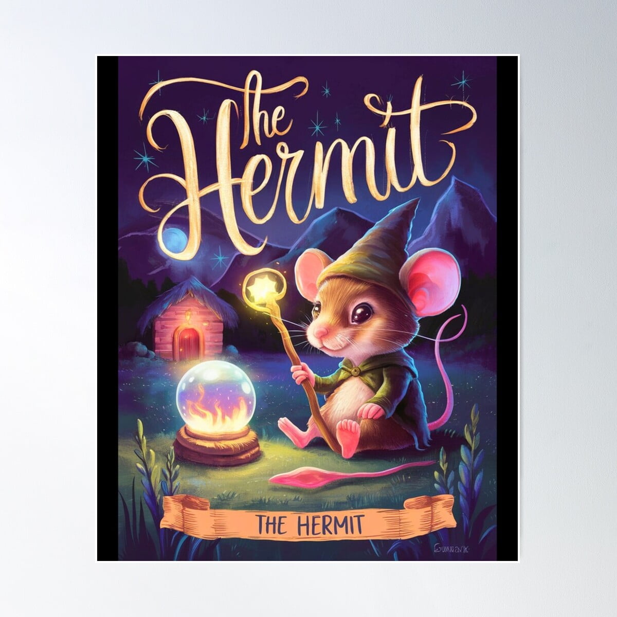 Tarot Card - The Hermit. Mouse Theme, Mouse Lover, Cute Mouse Poster ...