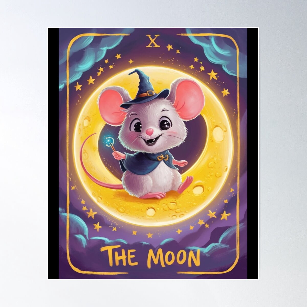 Tarot Card - The Moon. Mouse Theme, Mouse Lover, Cute Mouse Poster Wall ...
