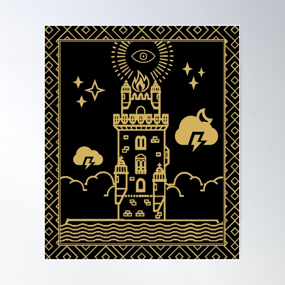 Tarot Card - The Tower - Xvi Poster Wall Art, Modern Wall Decor For ...