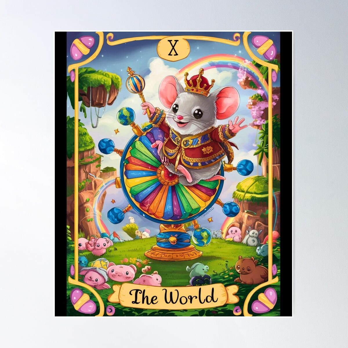 Tarot Card - The World. Mouse Theme, Mouse Lover, Cute Mouse Poster ...