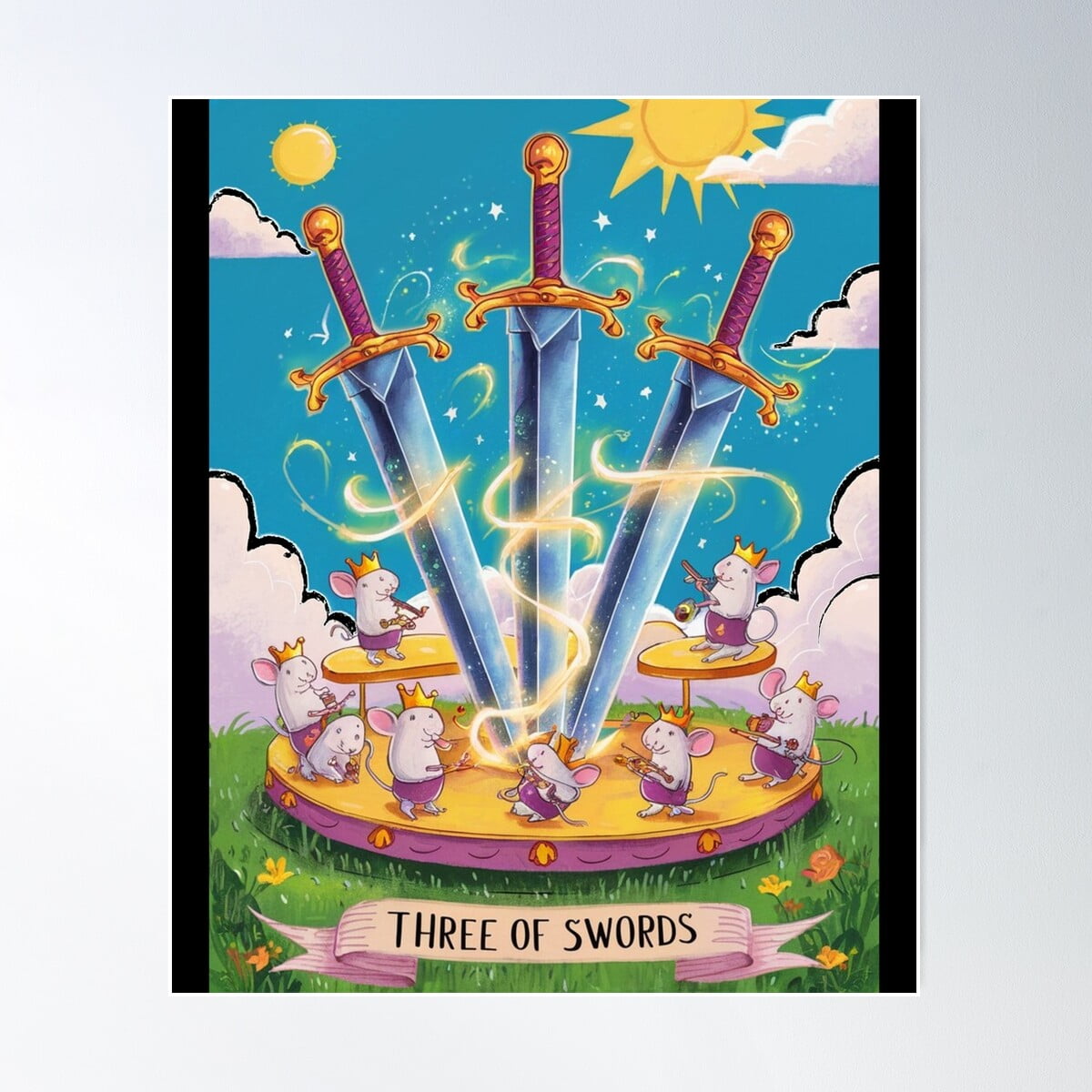 Tarot Card - Three Of Swords. Mouse Theme, Mouse Lover, Cute Mouse ...