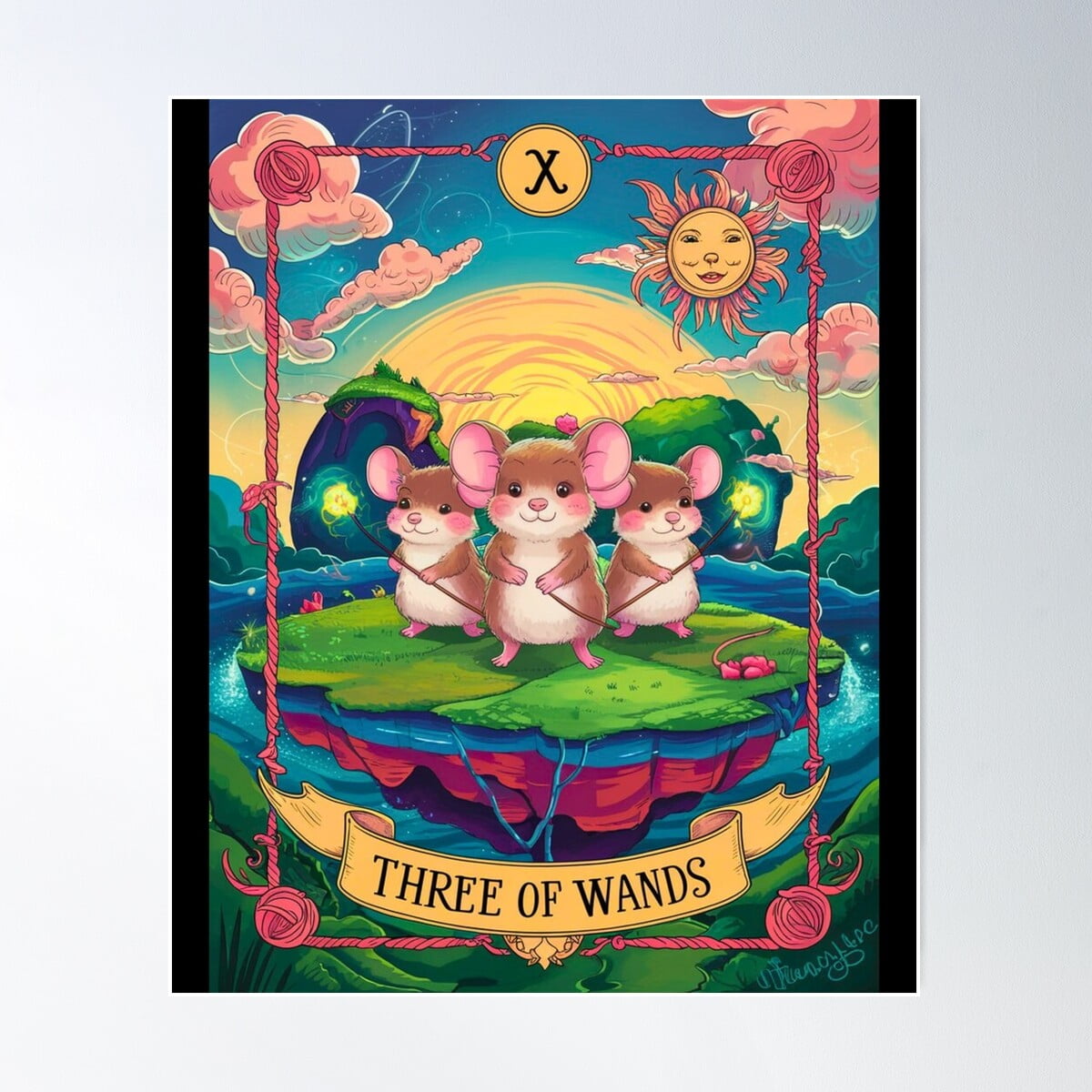 Tarot Card - Three Of Wands. Mouse Theme, Mouse Lover, Cute Mouse ...