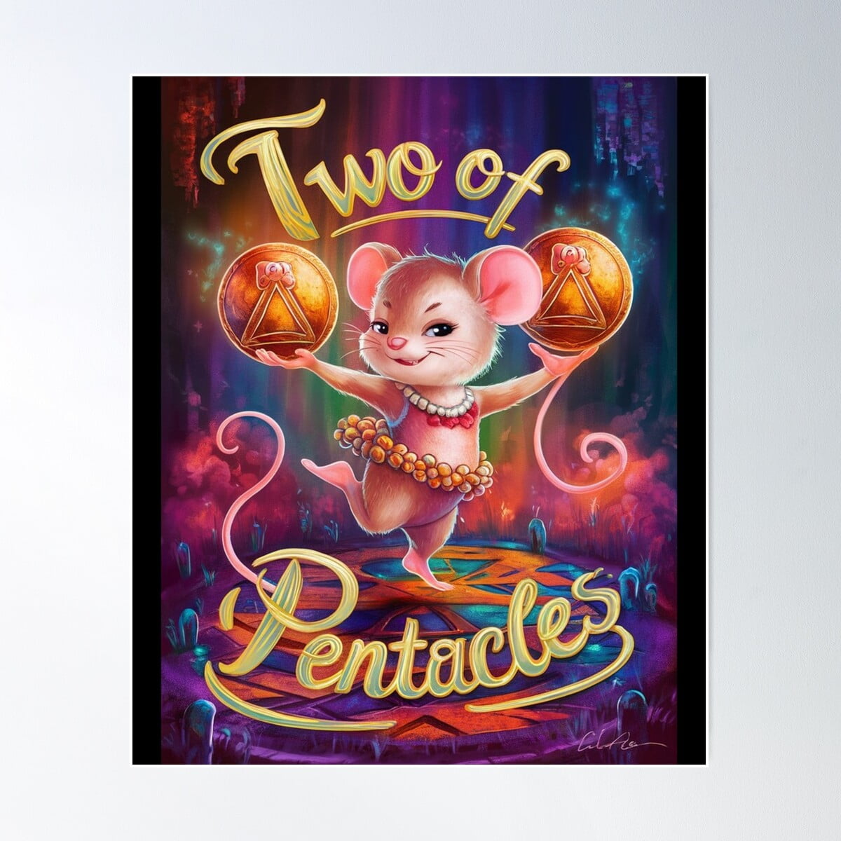 Tarot Card - Two Of Pentacles. Mouse Theme, Mouse Lover, Cute Mouse ...