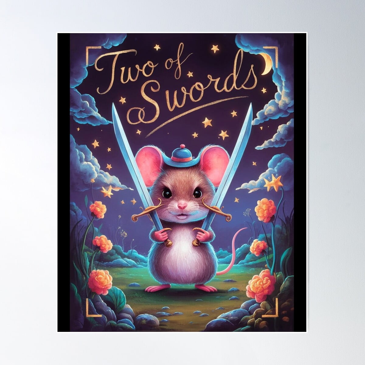 Tarot Card - Two Of Swords. Mouse Theme, Mouse Lover, Cute Mouse Poster ...