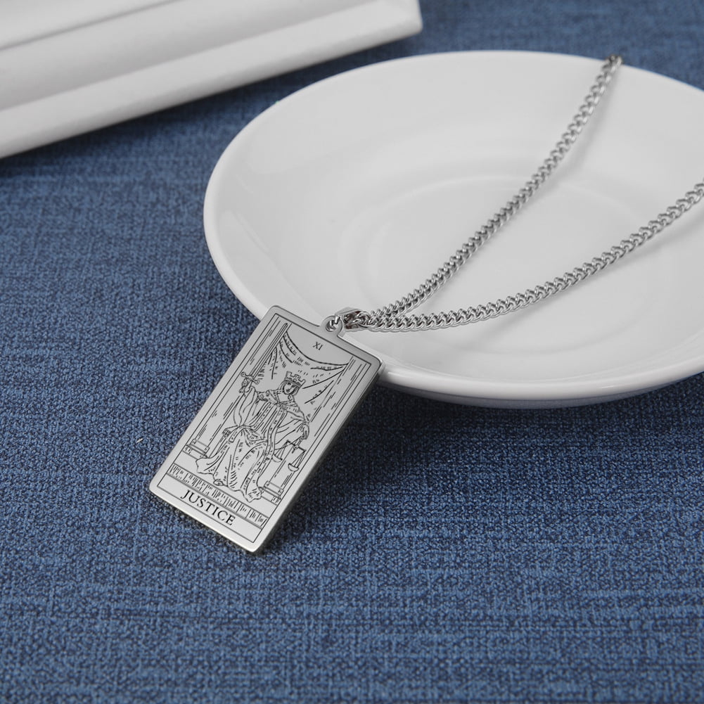 Tarot Card Vintage Amulet Pendant Necklace Link Chain Talisman 14k ...