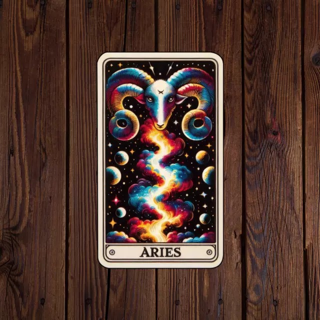 Tarot Card Zodiac Sticker Aries Astrology Birthday Month Laptop Sticker ...