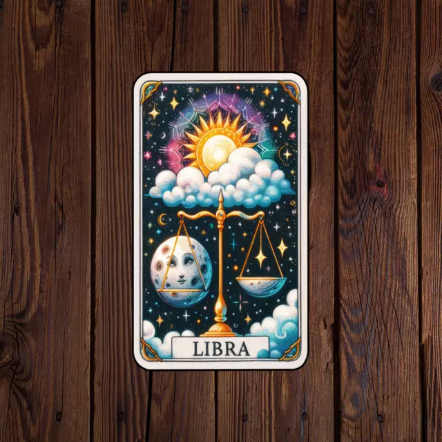 Tarot Card Zodiac Sticker Libra Astrology Birthday Month Laptop Sticker ...