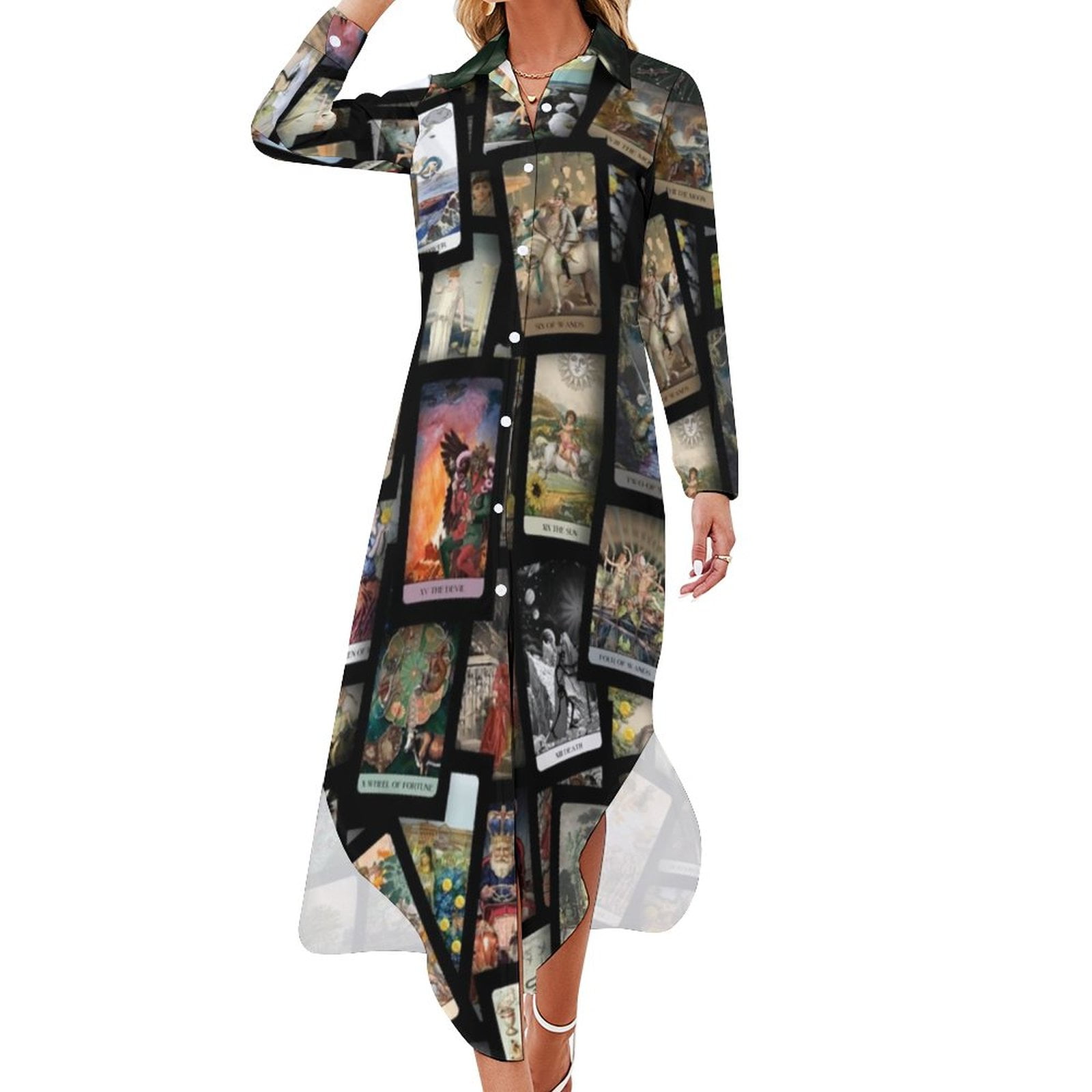 Tarot Cards Chiffon Dress Sexy V Neck Fortune Teller Modern Dresses ...
