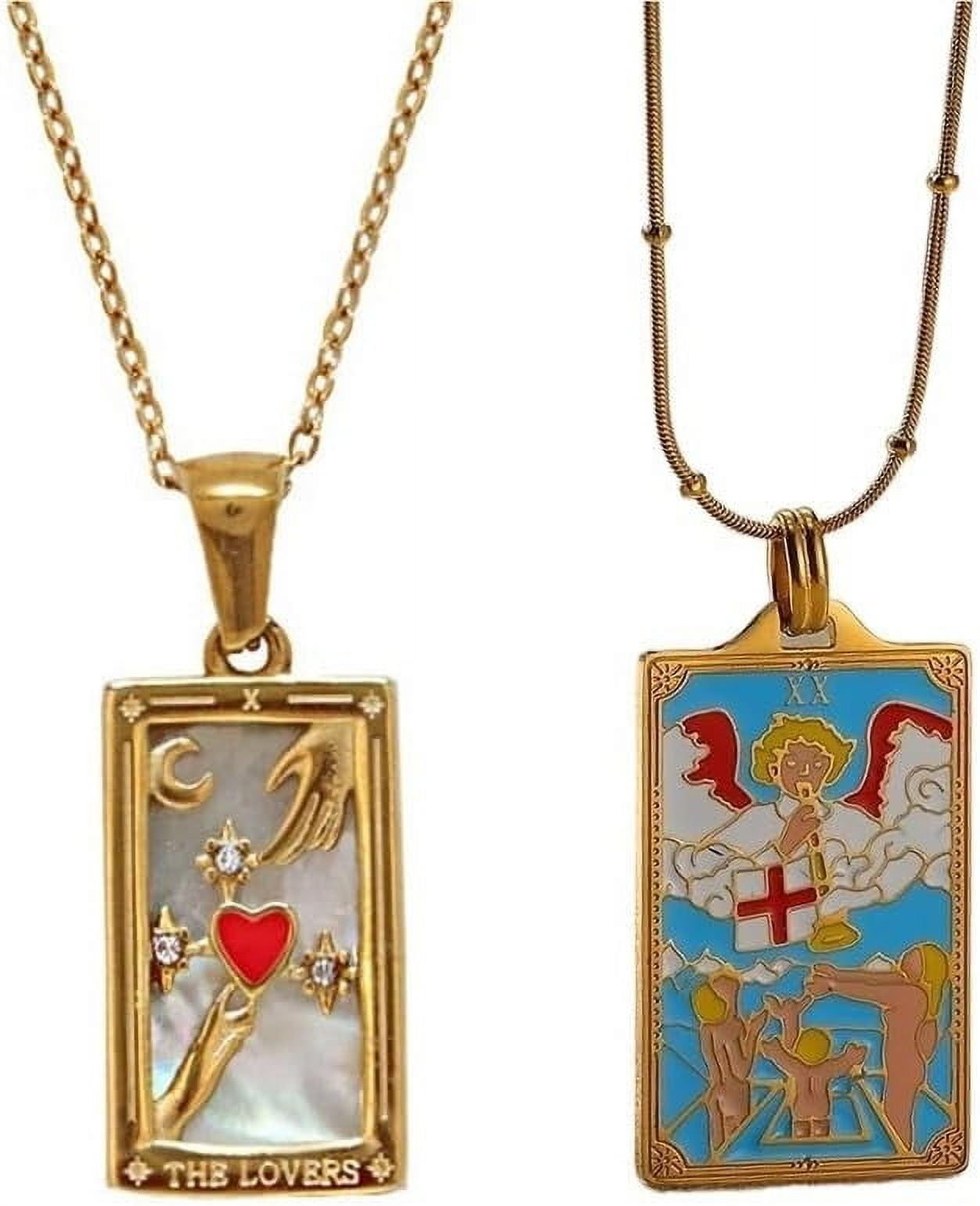 Tarot Cards Lovers and Judgement Double Necklace Amulet Necklace ...