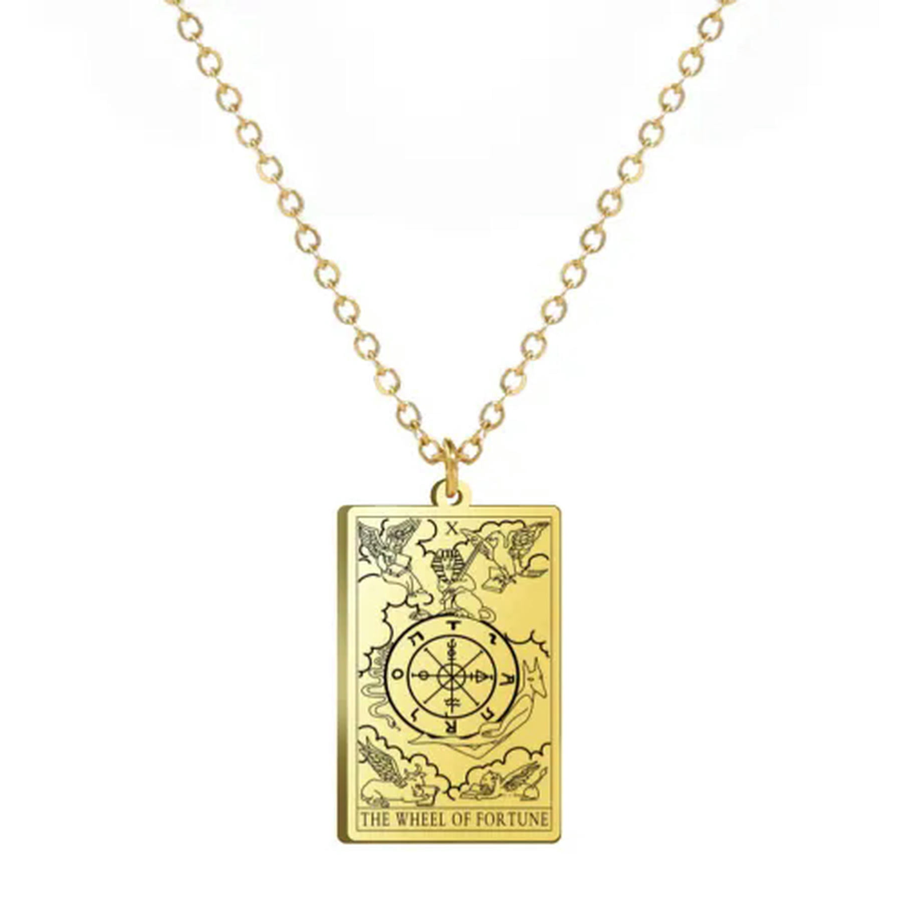Tarot Cards Pendant Arcana Divination Stainless Steel Necklace Jewelry ...