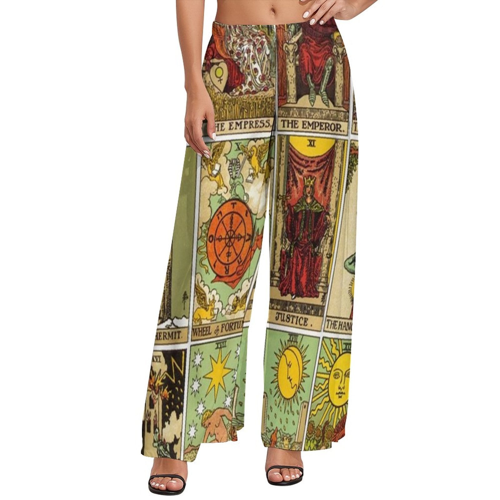 Tarot Cards Straight Pants Fortune Teller Casual Wide Leg Pants Womens ...
