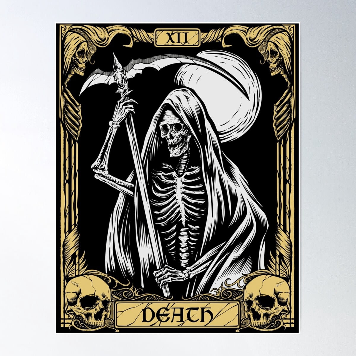 Tarot Death Card T-Shirt – Mysterious Gothic Style Poster Wall Art ...