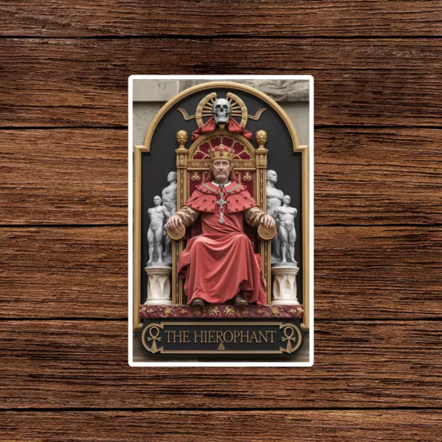 Tarot Hierophant Sticker - Gothic Red King Skull Throne Decal ...