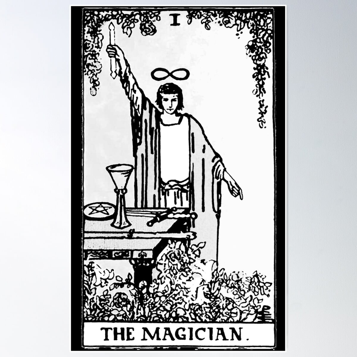 Tarot: Rider Waite - The Magician (Black & White) Poster Wall Art ...
