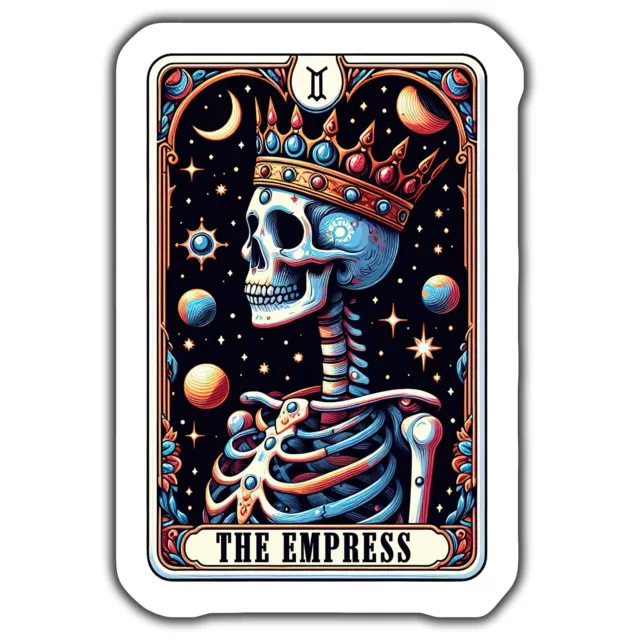 Tarot Skull Sticker, Galaxy Skeleton Empress, Gothic Tarot Card Art ...