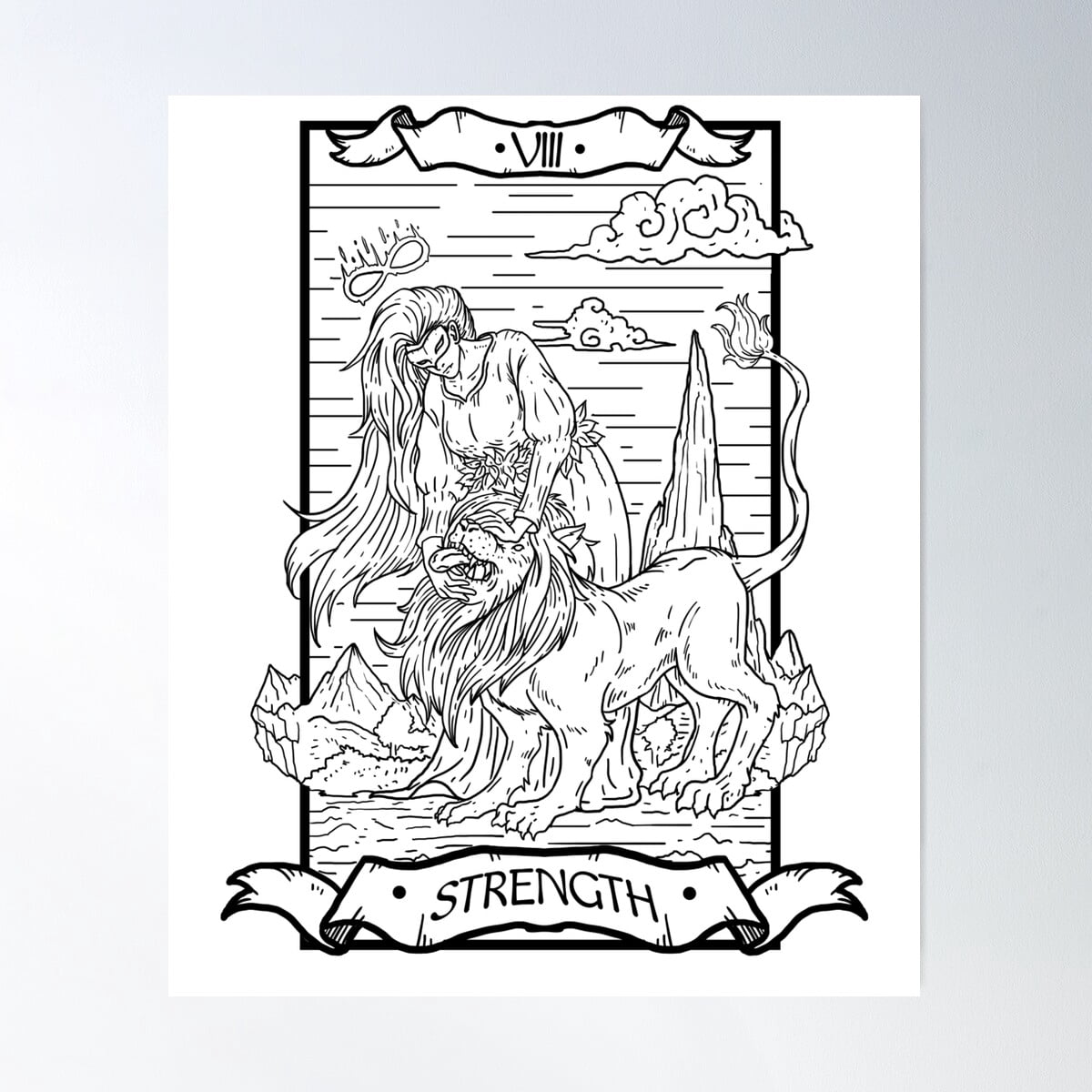 Tarot Strength Poster Wall Art, Modern Wall Decor For Living Room ...