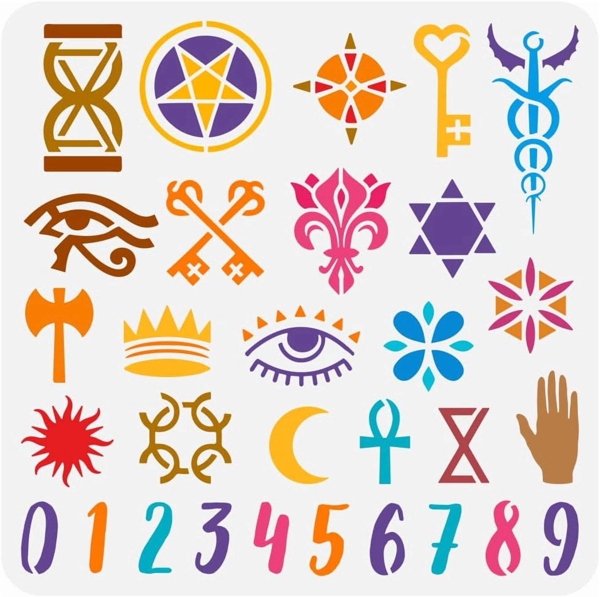 Tarot Symbols Painting Stencil 11.8x11.8 inch Hollowed Tarot Symbol ...