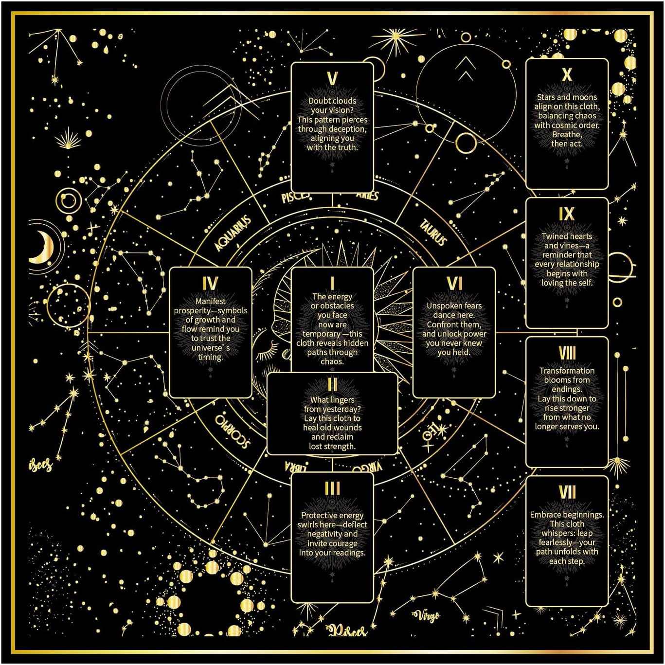 Tarot Tablecloth, 24.8x24.8 Inch Square Flannel Star Totem Altar ...