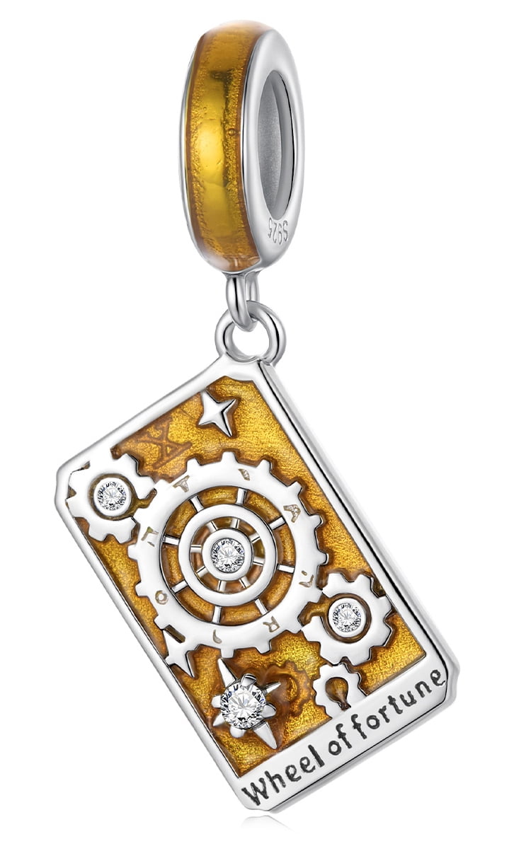 Tarot - The Wheel of Fortune Pendant Charm 925 Sterling Silver Charm ...