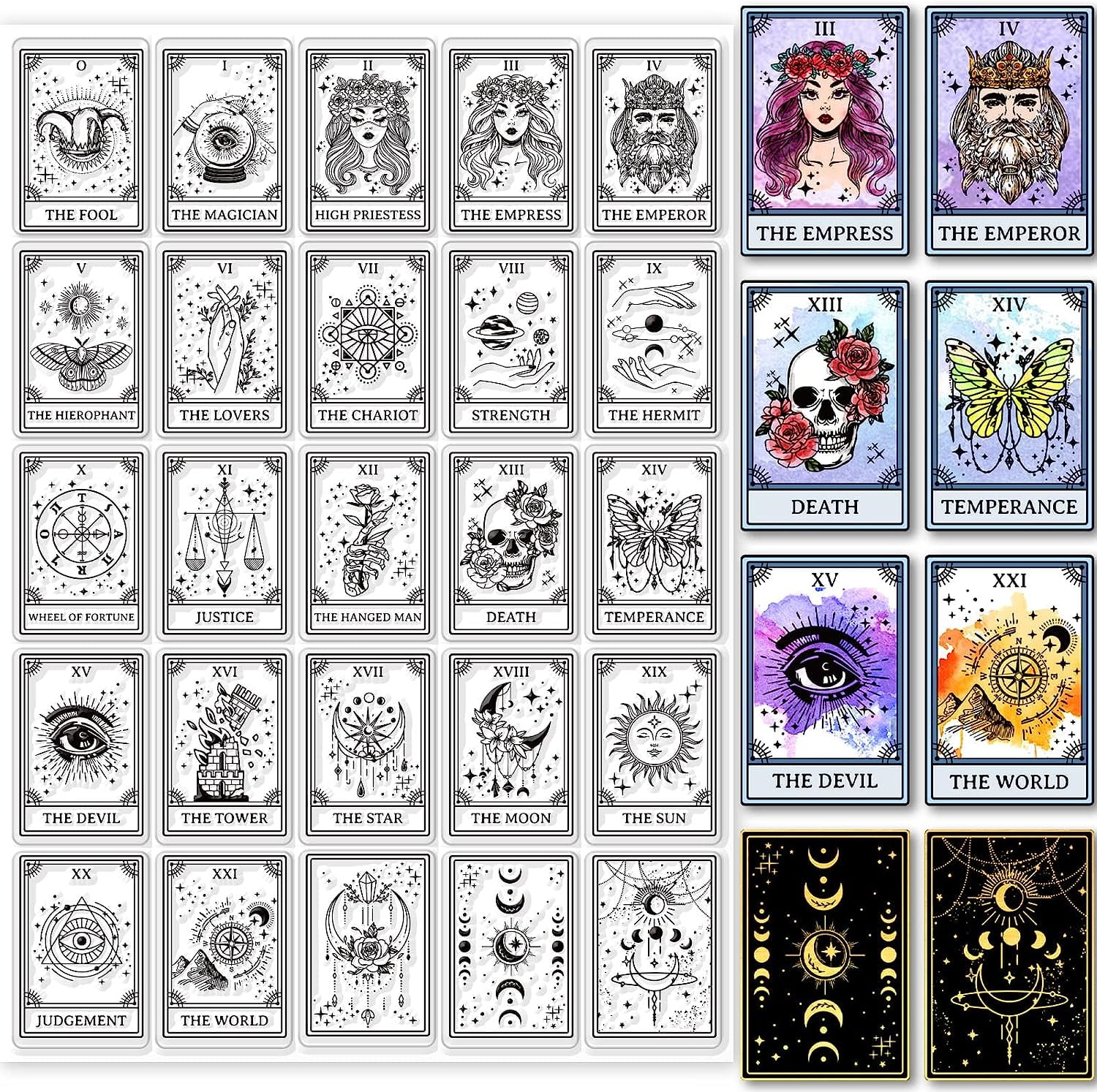 Tarot Theme Pattern Clear Stamps Vintage Style Silicone Transparent ...
