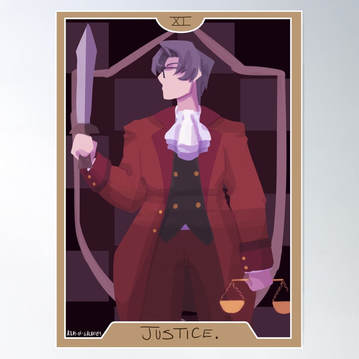 Tarot Xi: Justice Poster Wall Art, Modern Wall Decor For Living Room ...