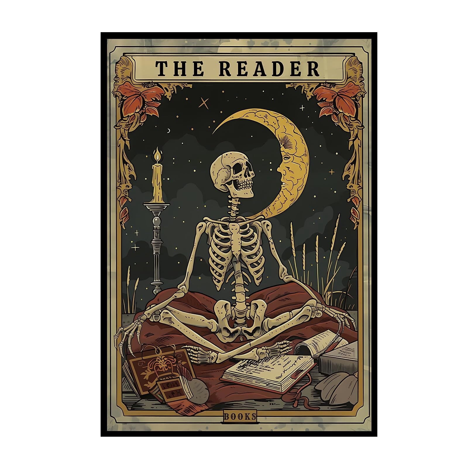 tarot-card-wall-art-skeleton-reader-tarot-picture-decor-library-reading