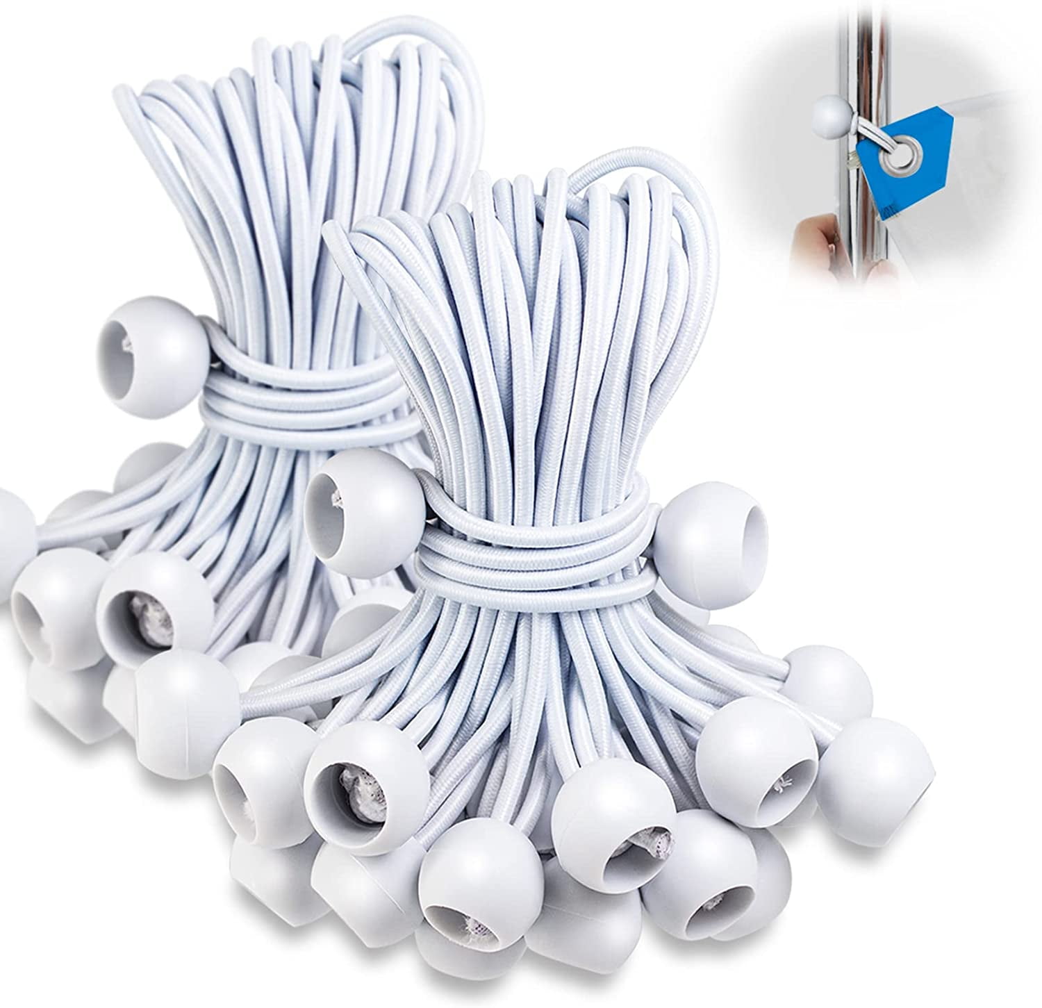 Tarp Bungee with Balls 12 Inch,100 PCS White Bungie Cord Balls Heavy ...