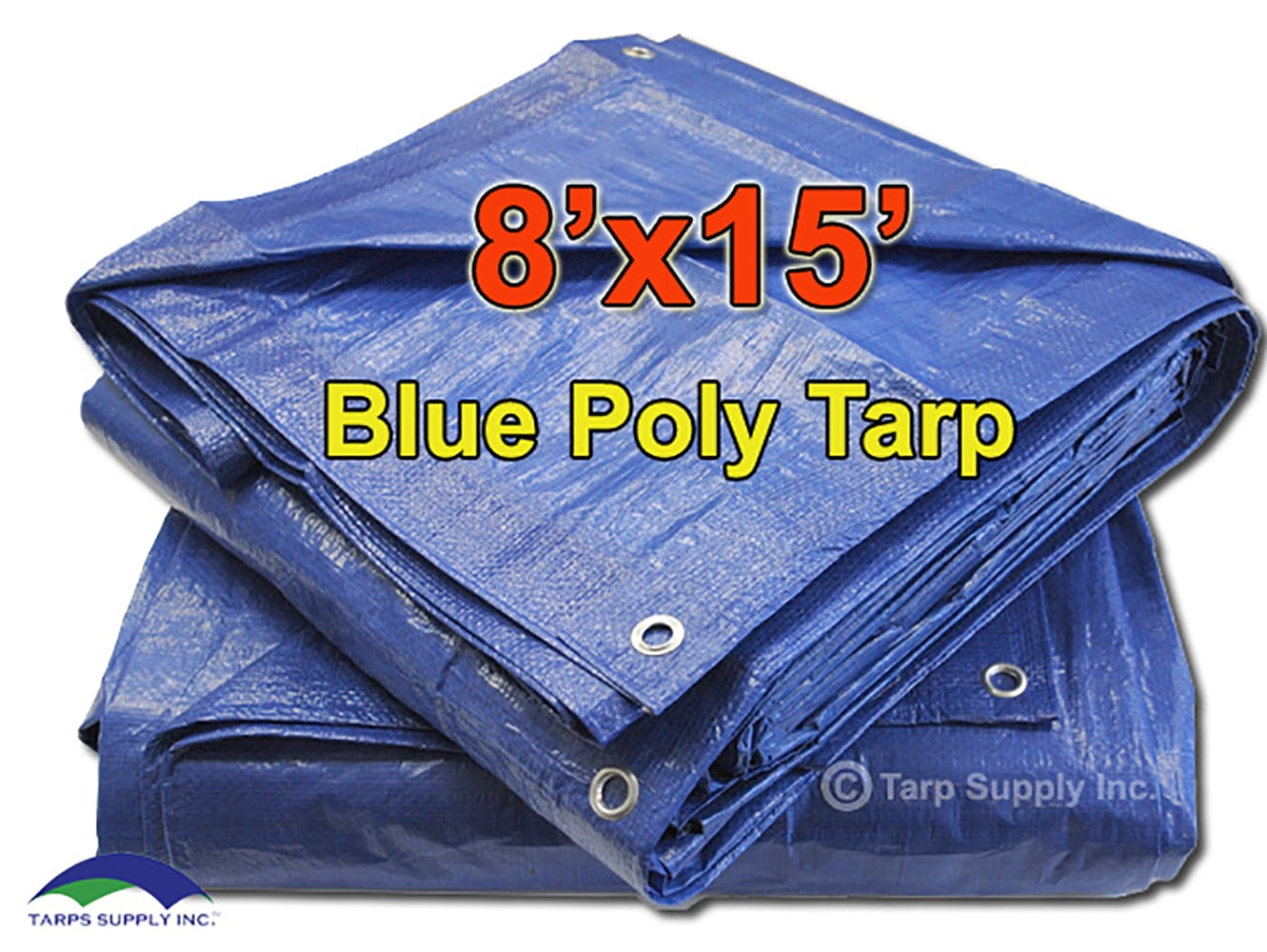Tarp Supply, Inc. - 8' x 10' Blue Poly Tarp Cover, Waterproof, All ...