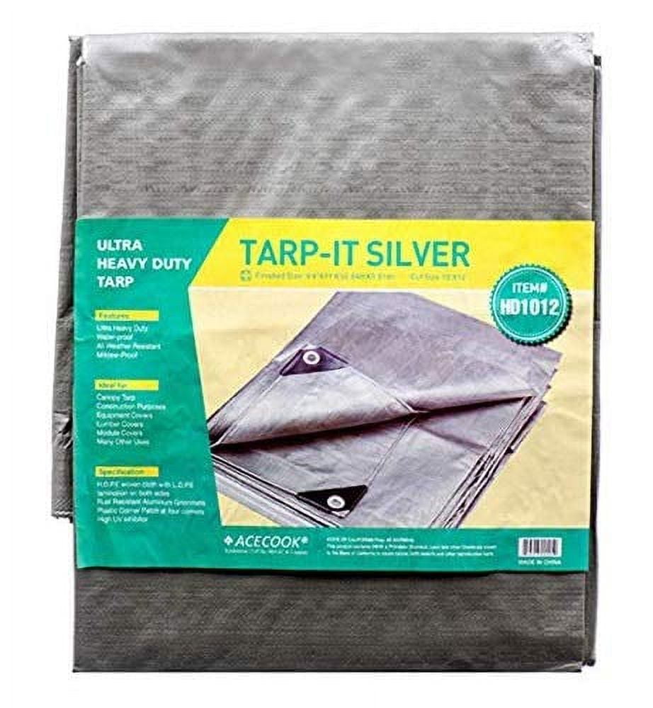 Tarp-it Silver Heavy Duty Waterproof 18 ft x 24 ft, 5 mil Thickness ...