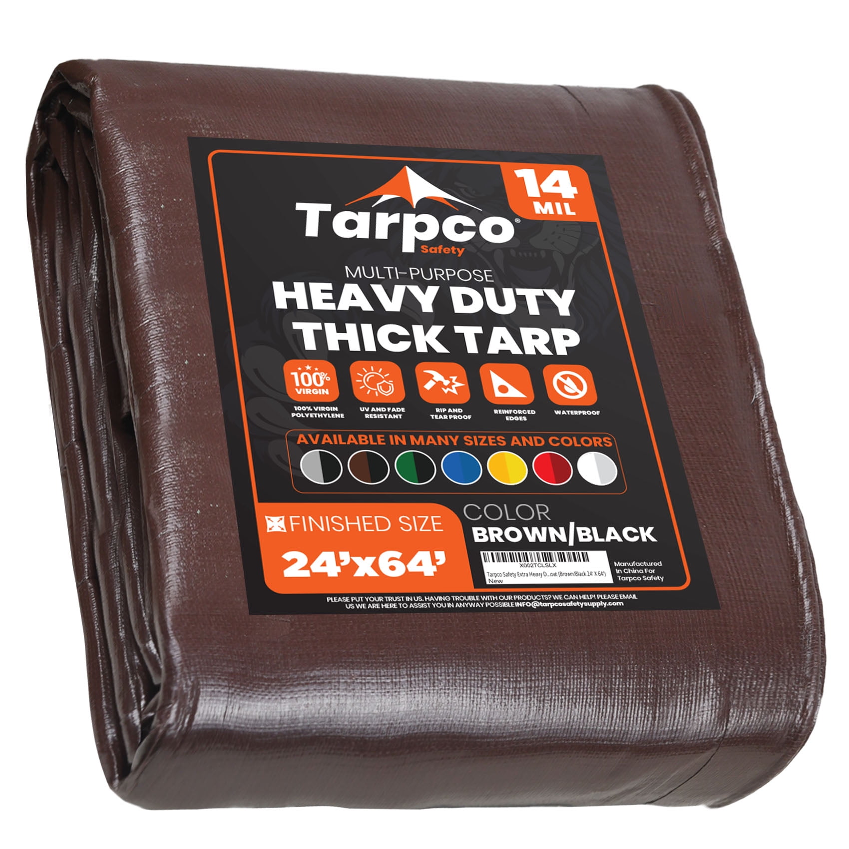 Tarpco Safety 14 Mil Extra Heavy Duty Tarp Camping Tarpaulin Waterproof ...