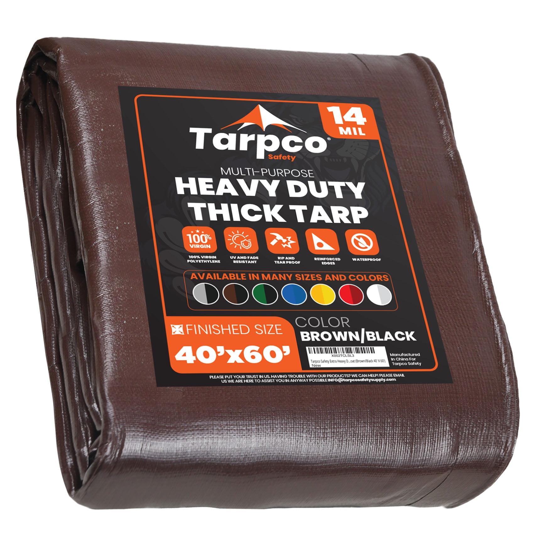 Tarpco Safety 14 Mil Extra Heavy Duty Tarp Camping Tarpaulin Waterproof ...