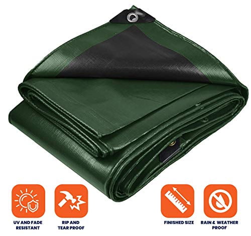 Tarpco Safety Extra Heavy Duty 14 Mil Tarp Cover, Waterproof, UV ...