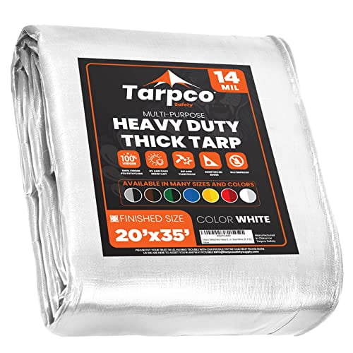 Tarpco Safety Extra Heavy Duty 14 Mil Tarp Cover, Waterproof, UV ...