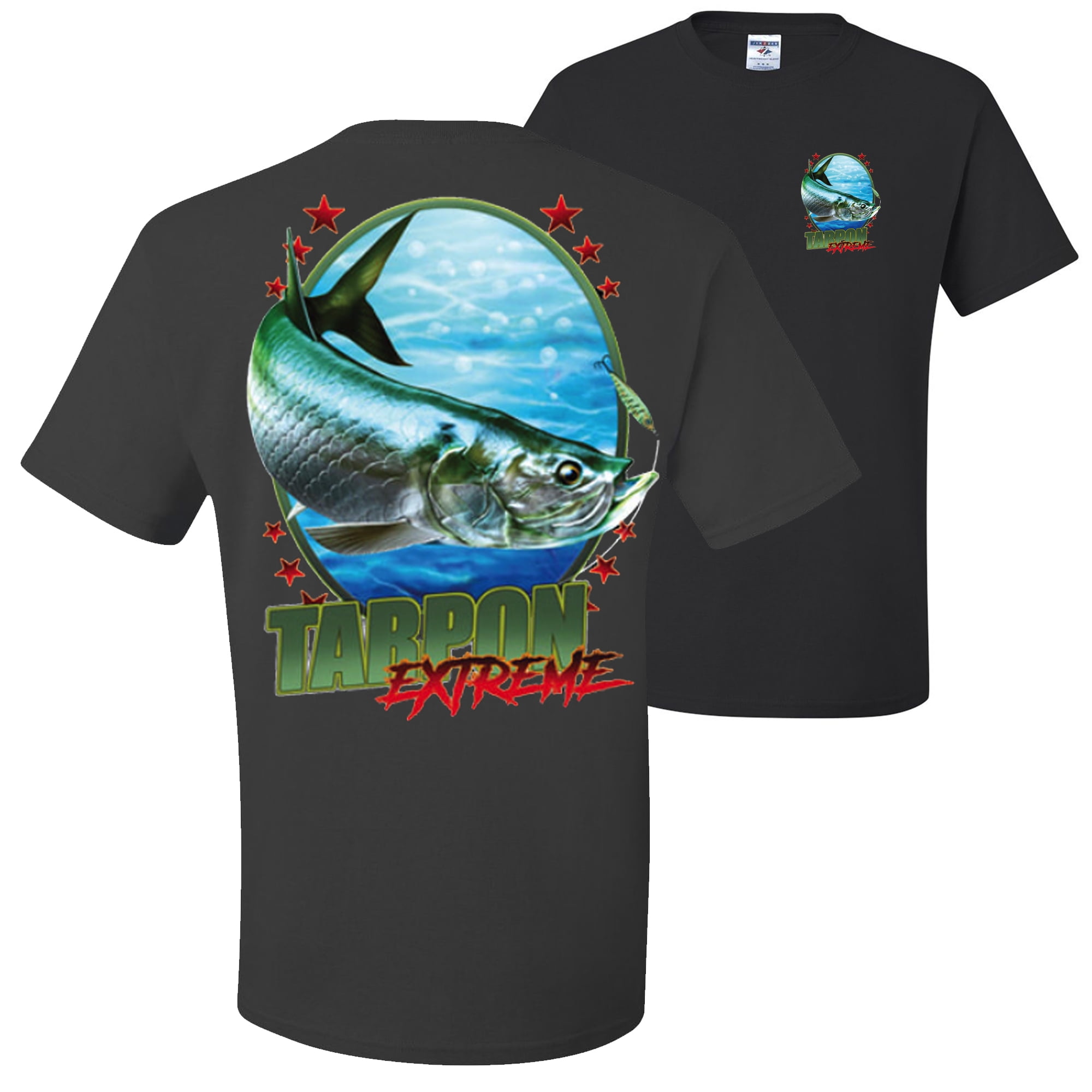Tarpon Extreme Fish Lovers FRONT AN BACK Mens T-shirts , Charcoal ...