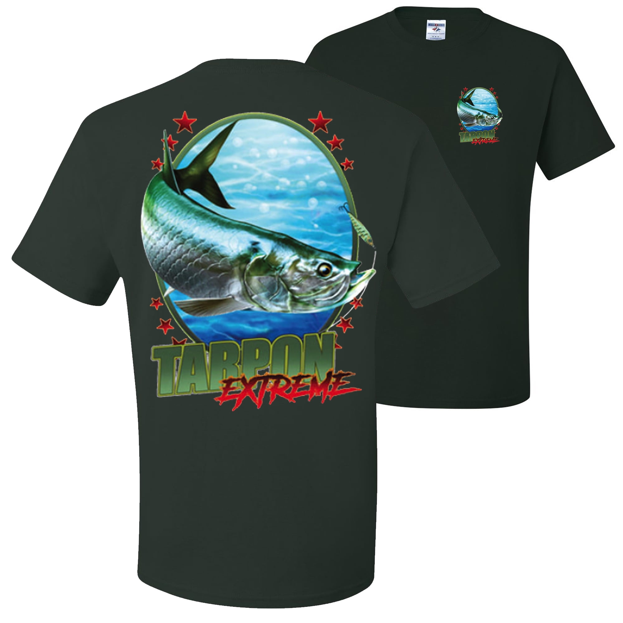 Tarpon Extreme Fish Lovers FRONT AN BACK Mens T-shirts , Forest Green ...