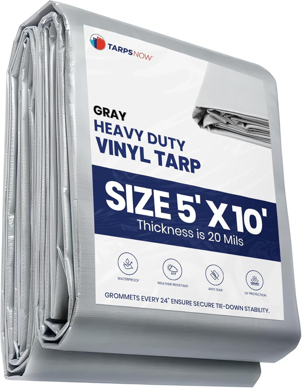 Tarps Heavy Duty Vinyl Tarp with Grommets, (5' x 10') - Vinyl Tarps ...
